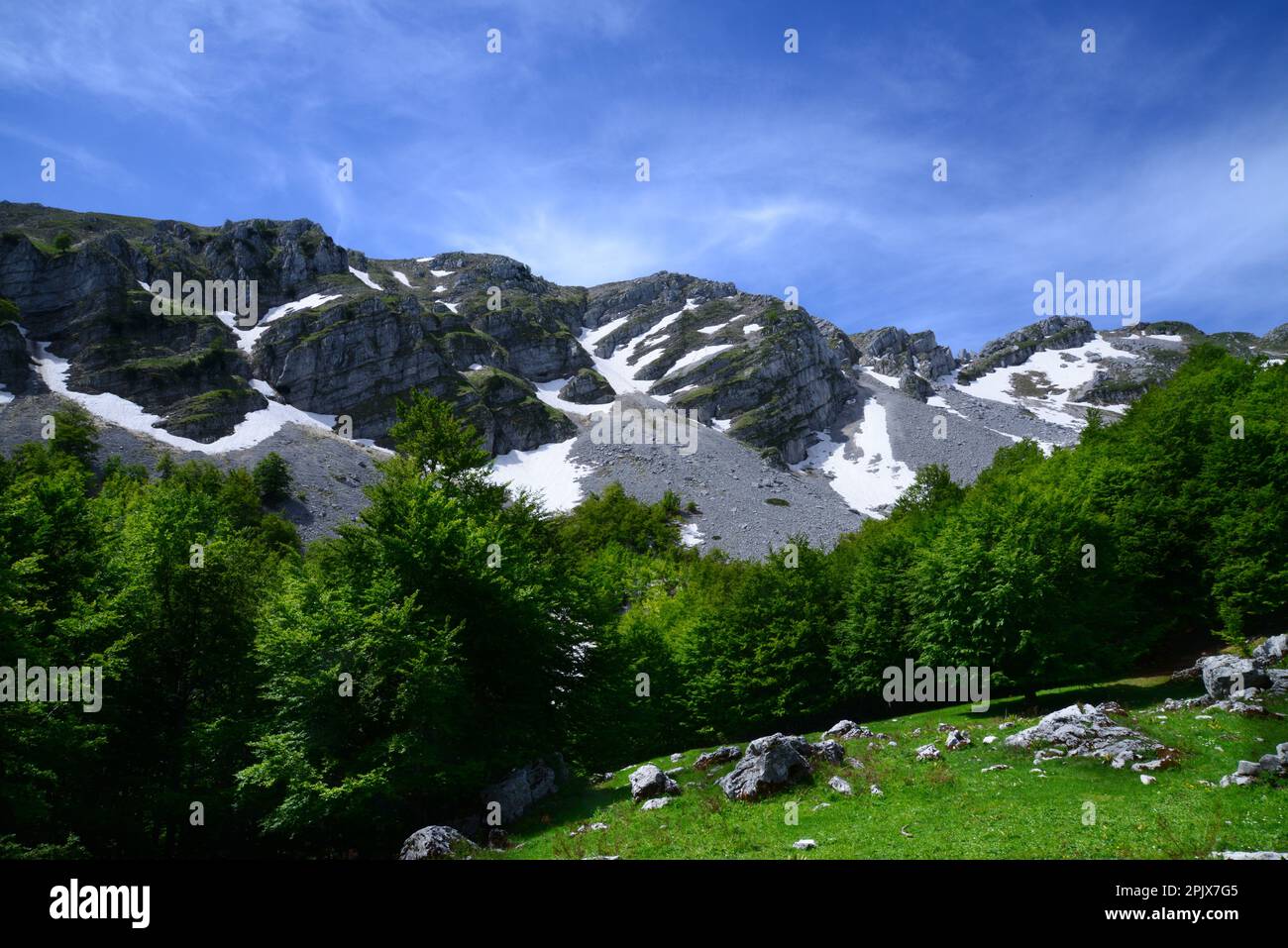 Trek along the Val di Rose in the Abruzzo National Park, Italy Stock ...