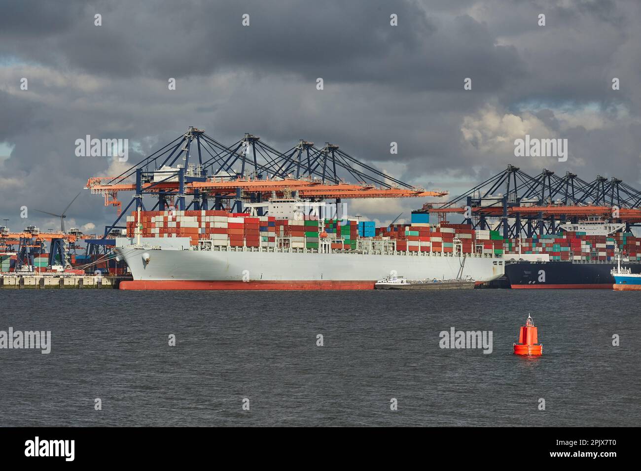 Container Dock in Rotterdam, Cargo Ships Stock Photo - Alamy