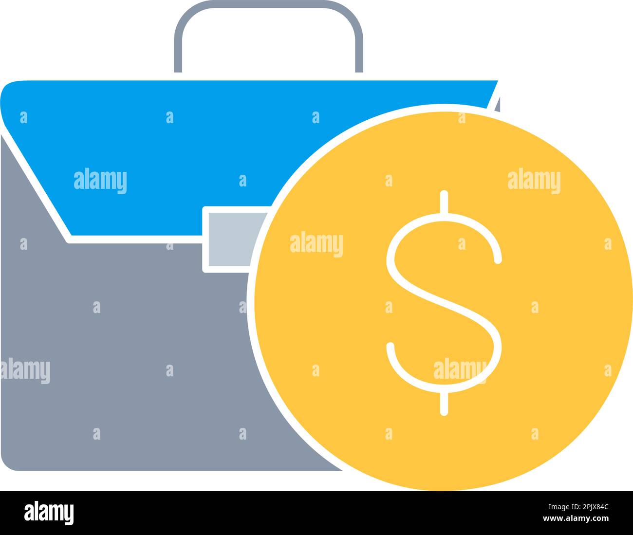 Coin with portfolio, money and stock portfolio, investing white outline ...