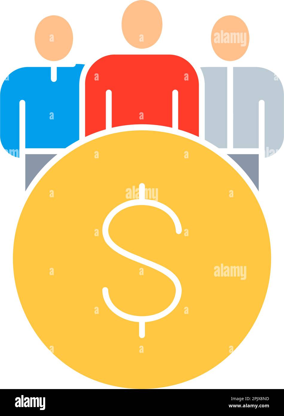 Coin with team, business team, user group white outline icon. Finance ...