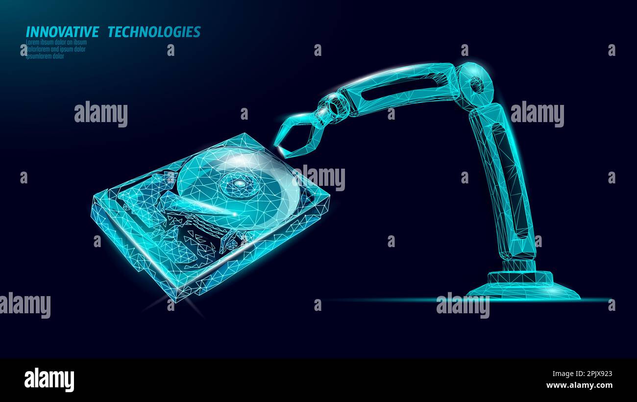 HDD hard disk drive file hardware. 3D low poly information storage ...