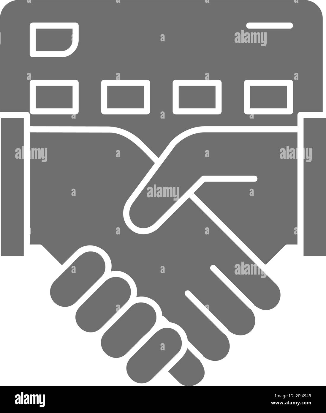 Credit card with handshake, contract agreement, partnership grey fill ...
