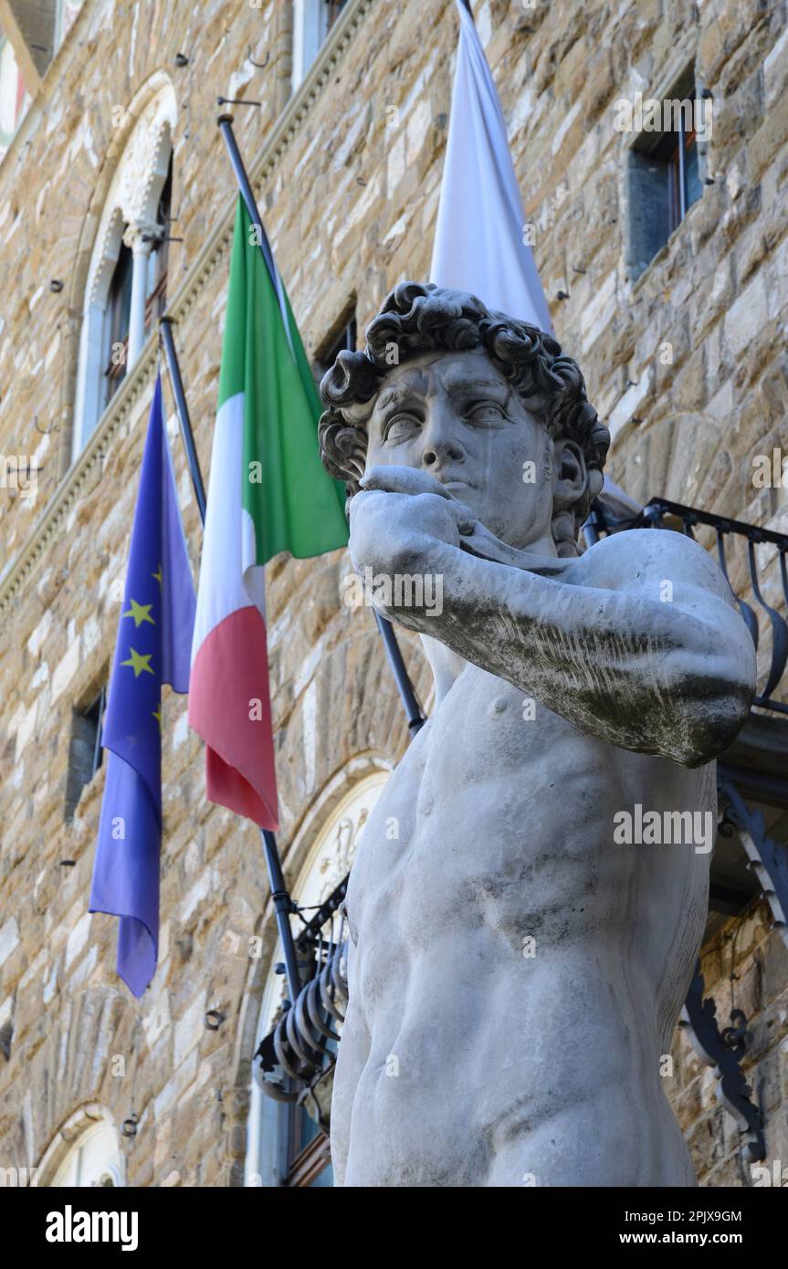 Copy of Michelangelo's David statue in Piazza della Signoria in ...