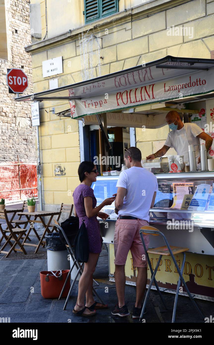 Stall of tripe and lamredotto, both entrails, two typical dishes of the ...