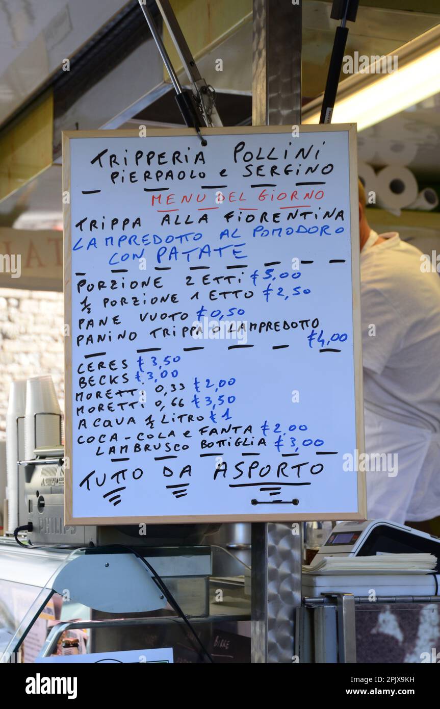 Stall of tripe and lamredotto, both entrails, two typical dishes of the ...