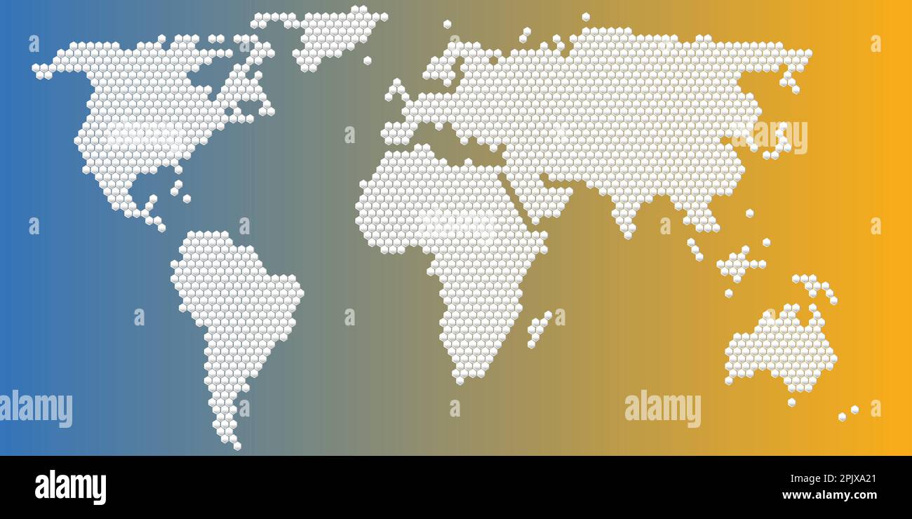 Colorful Halftone Hexagon pattern world map vector Stock Vector Image ...
