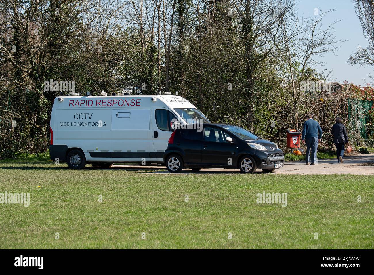 Ruislip, UK. 4th April, 2023. An HS2 video surveillance van at Ruislip ...