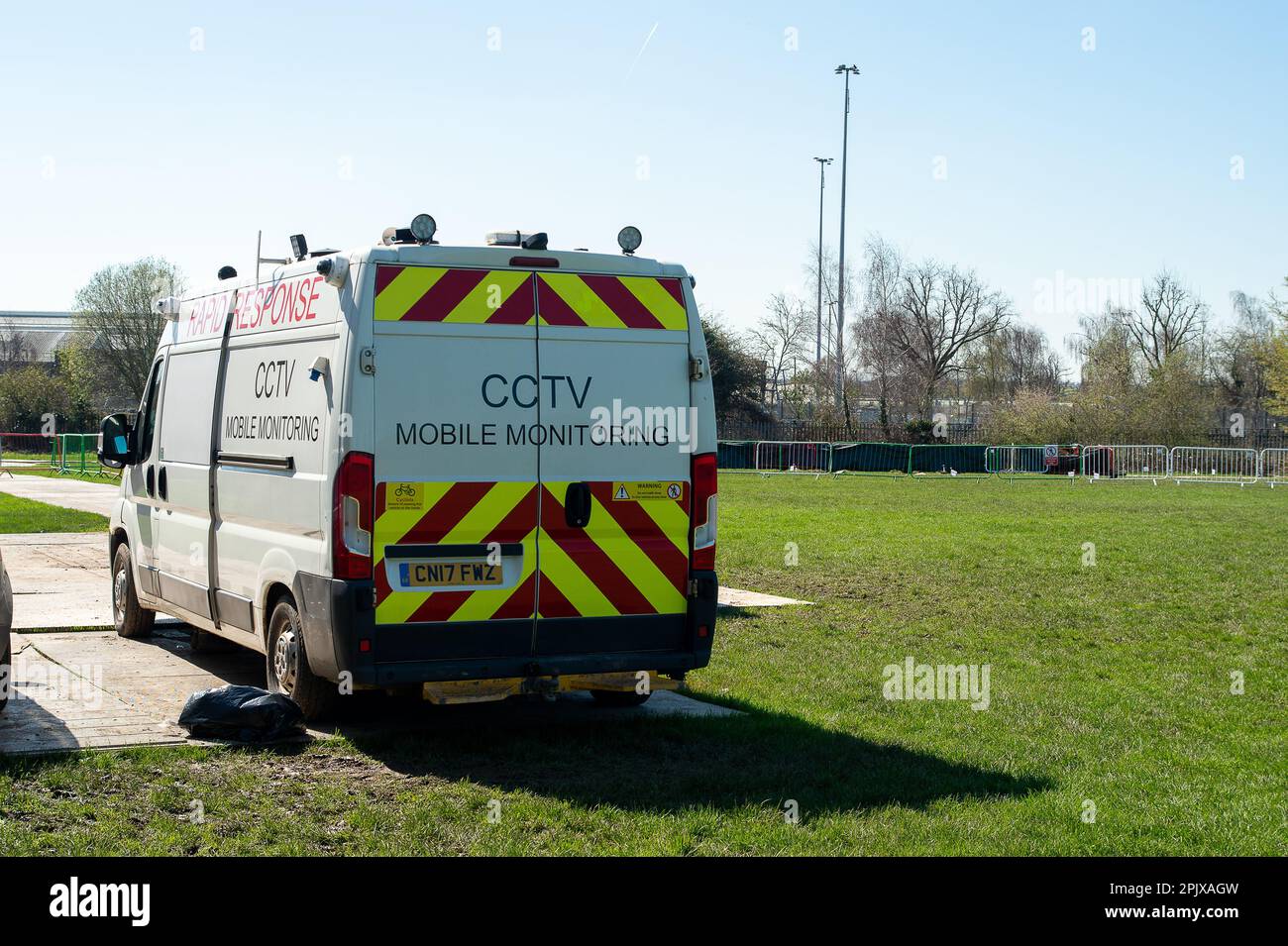 Ruislip, UK. 4th April, 2023. An HS2 video surveillance van at Ruislip ...