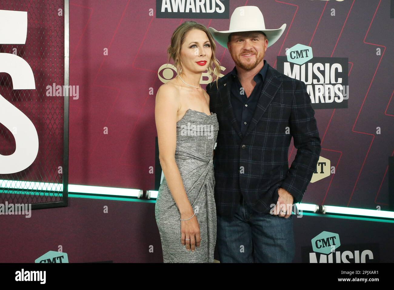 Brandi Johnson, Cody Johnson attends the 2023 CMT Music Awards at Moody ...