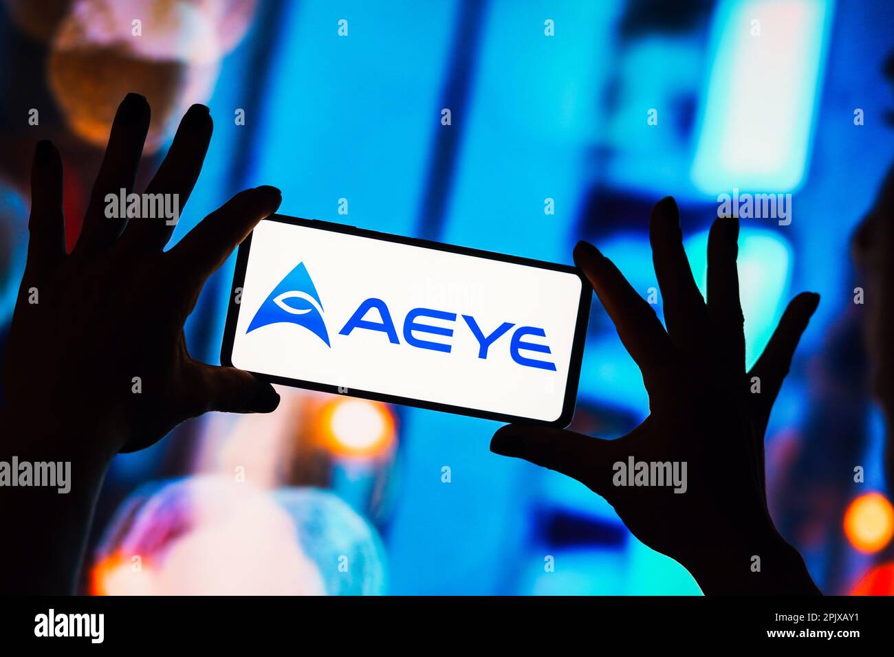 Brazil. 03rd Apr, 2023. In this photo illustration, the AEye logo is displayed on a smartphone ...
