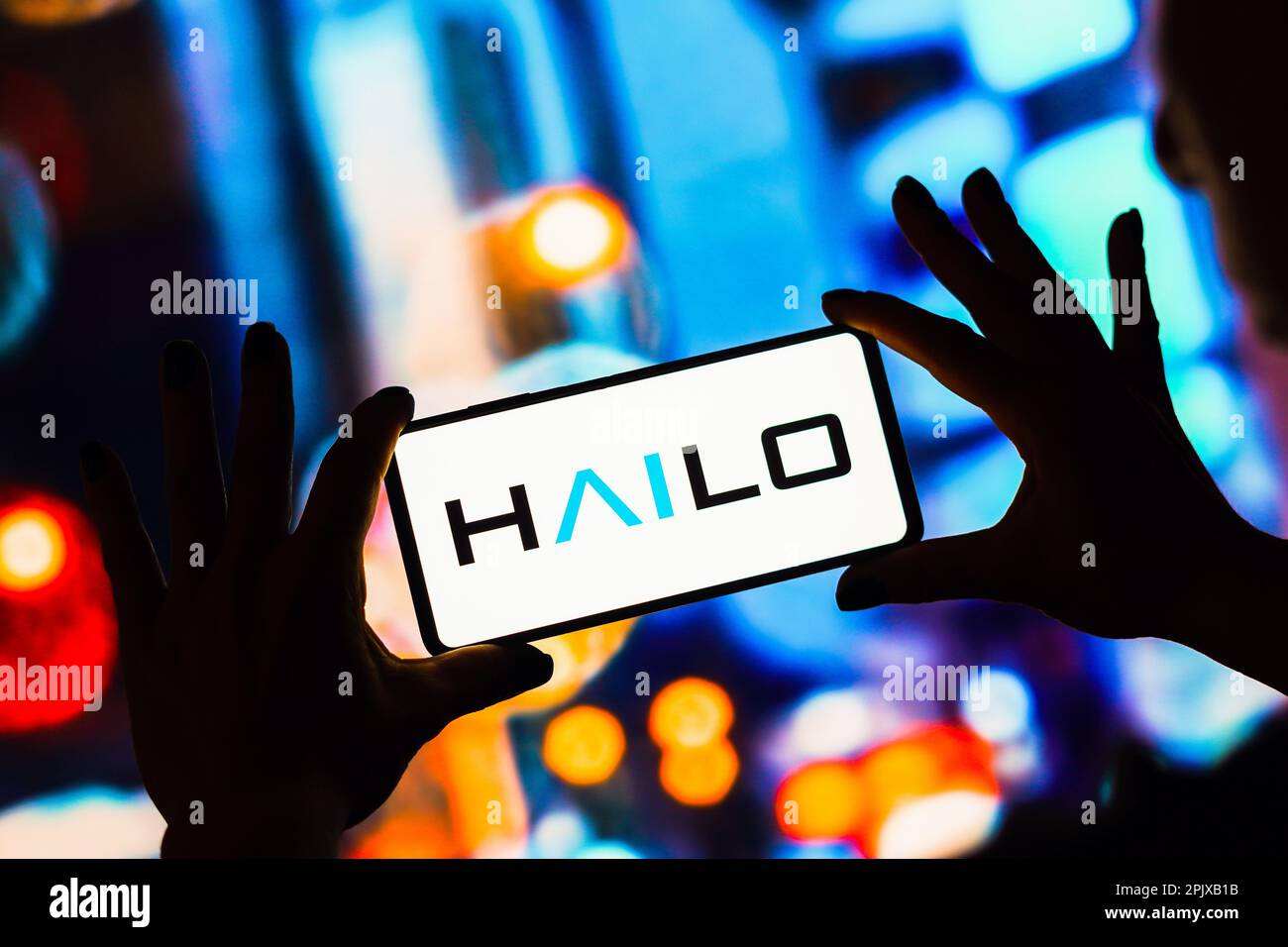 Brazil. 03rd Apr, 2023. In this photo illustration, the Hailo AI logo is displayed on a ...