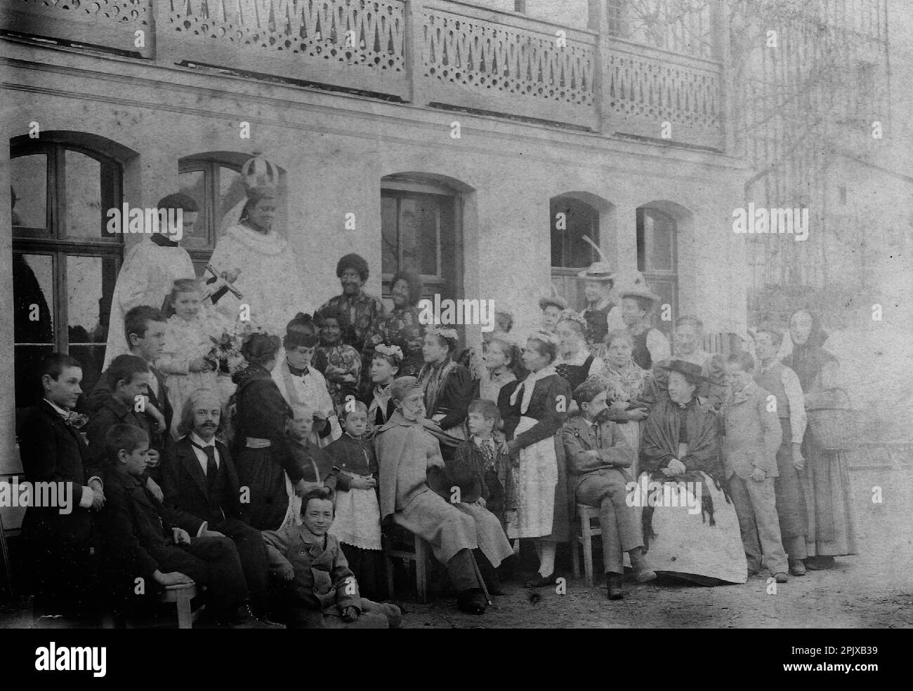 Group of amateur actors who performed in the Catholic play "Aloisius on ...