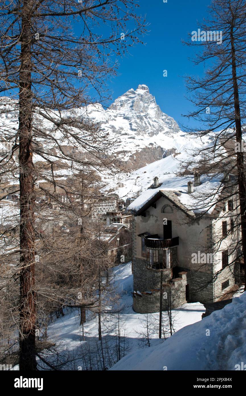 View of the Matterhorn; Cervinia; Aosta; Italy; Europe Stock Photo - Alamy
