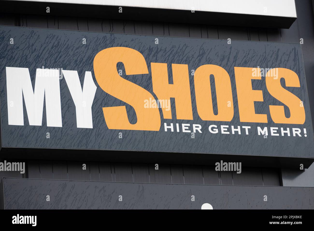 Oberhausen, Deutschland. 30th Mar, 2023. Logo of the company MY SHOES ...