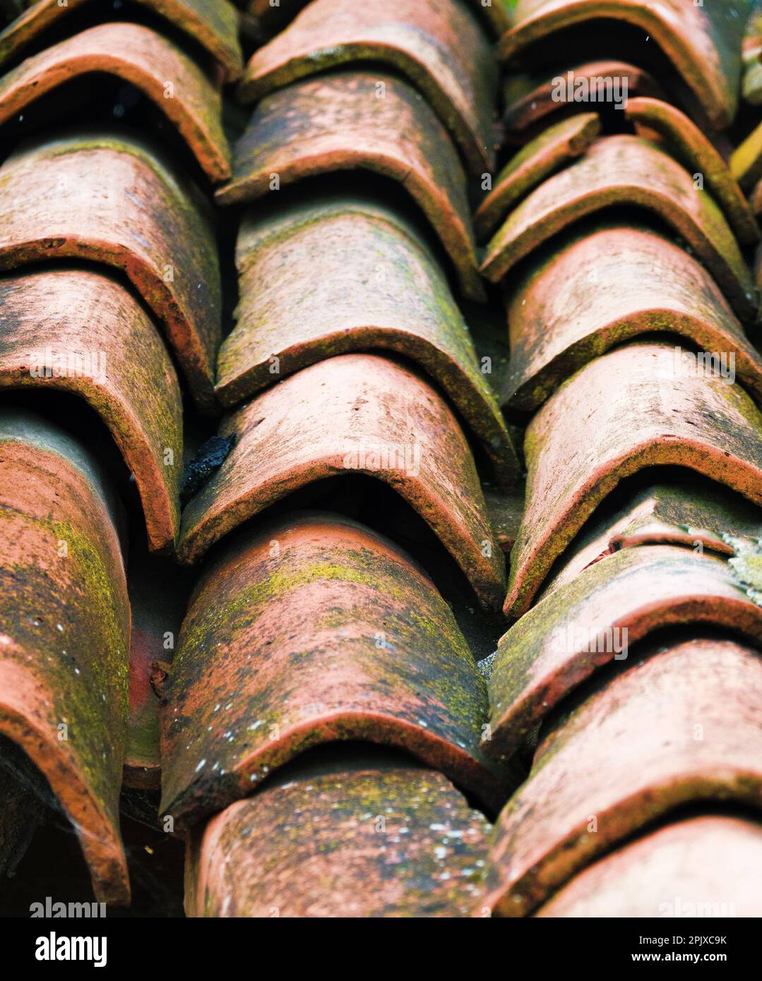 Homebuilding. Roofing materials. Ancient Tatar tiles on the roof of a ...