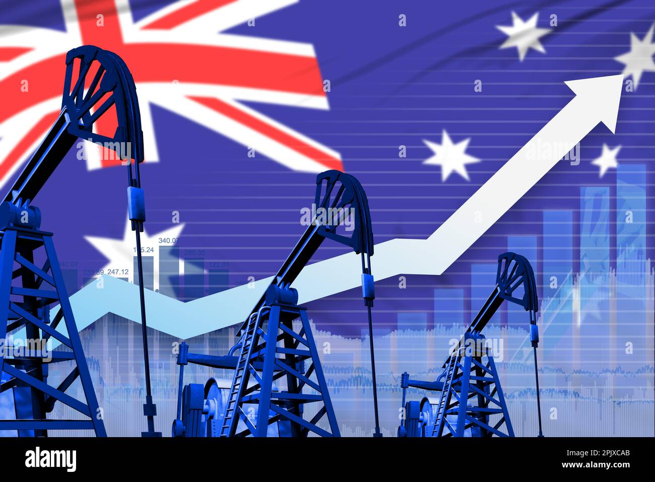 Australia oil industry concept, industrial illustration - rising up ...