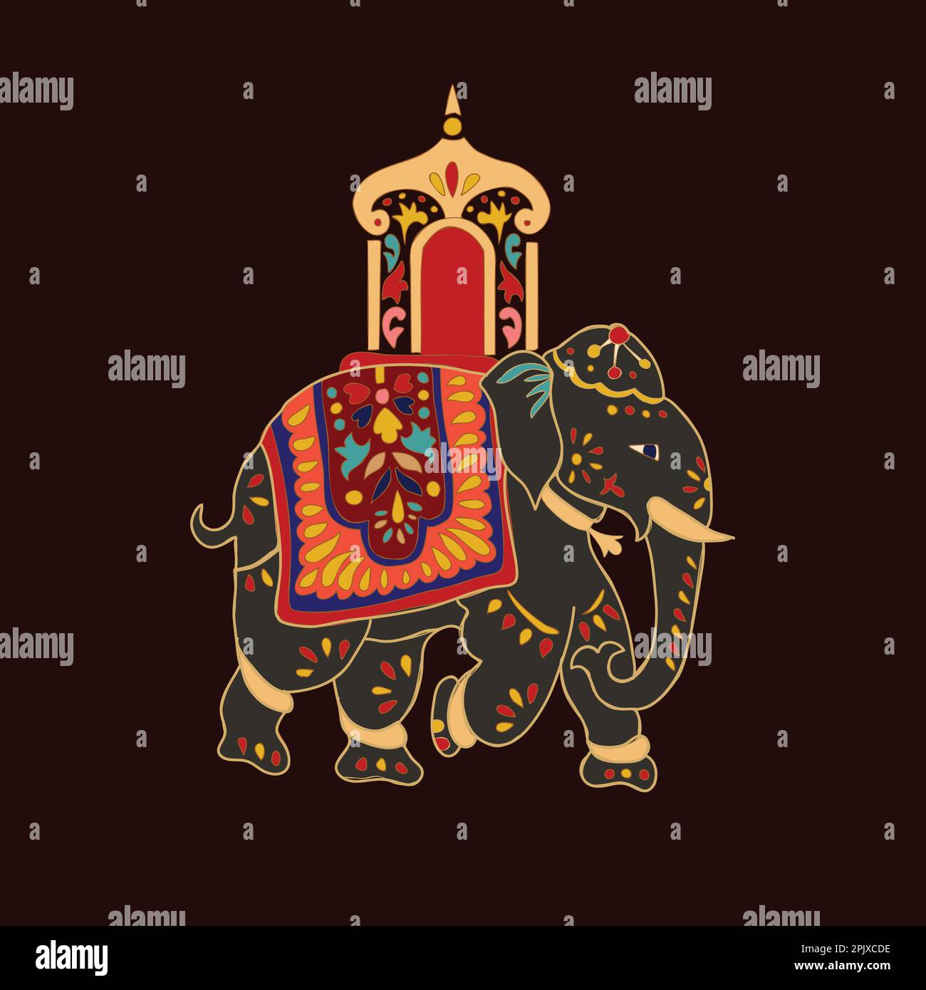 Mughal Empire Decorative Elephant Vector Illustration Stock Vector ...