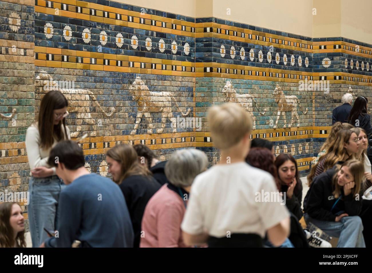 Visitors in front of Processional Way of Babylon at Pergamon Museum in ...