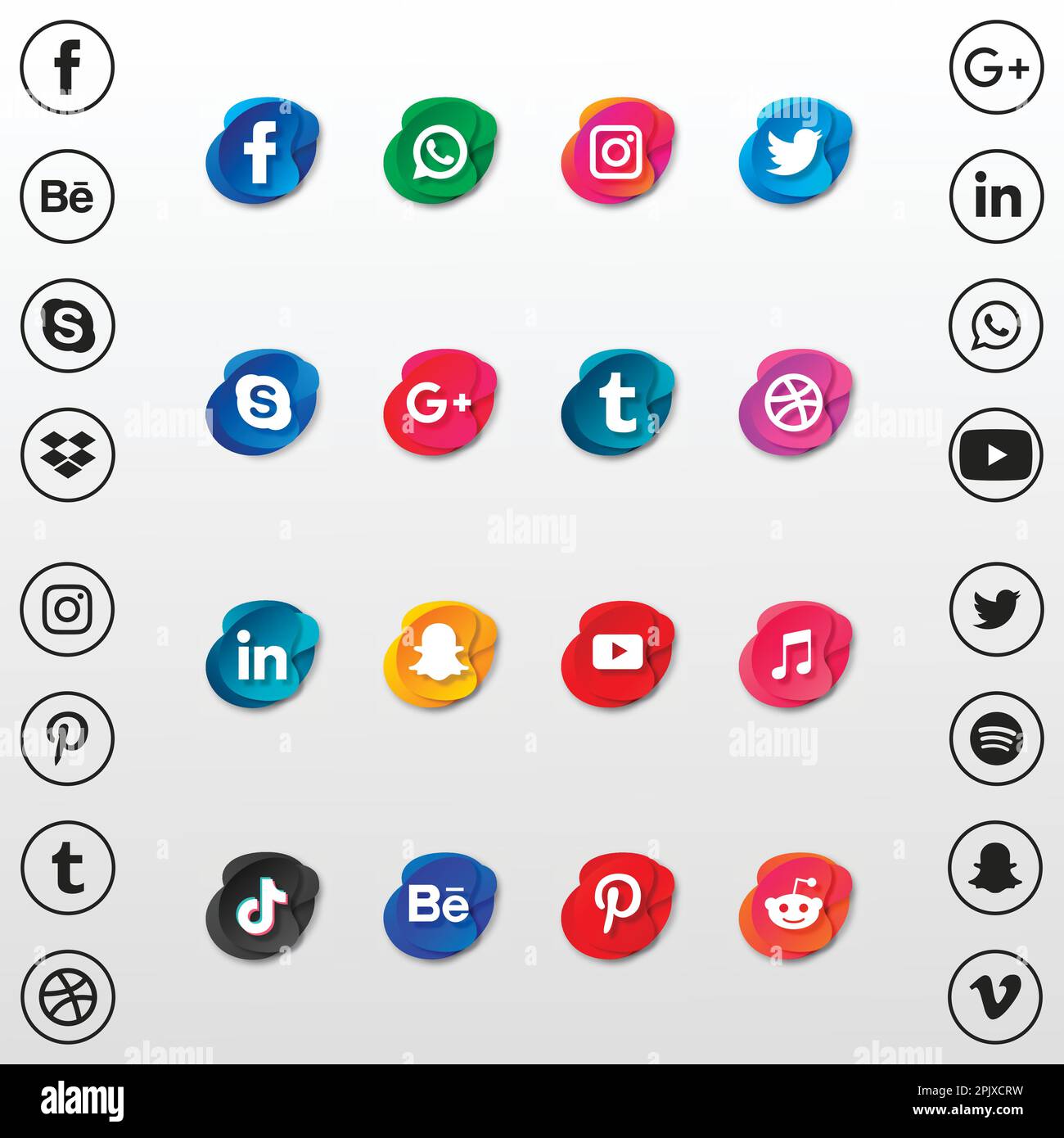 popular colorful social media website icons with banners set icons ...