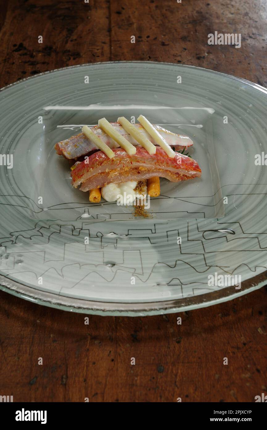 Pan-fried mullet with matchstick potatoes and mashed potatoes by Chef ...