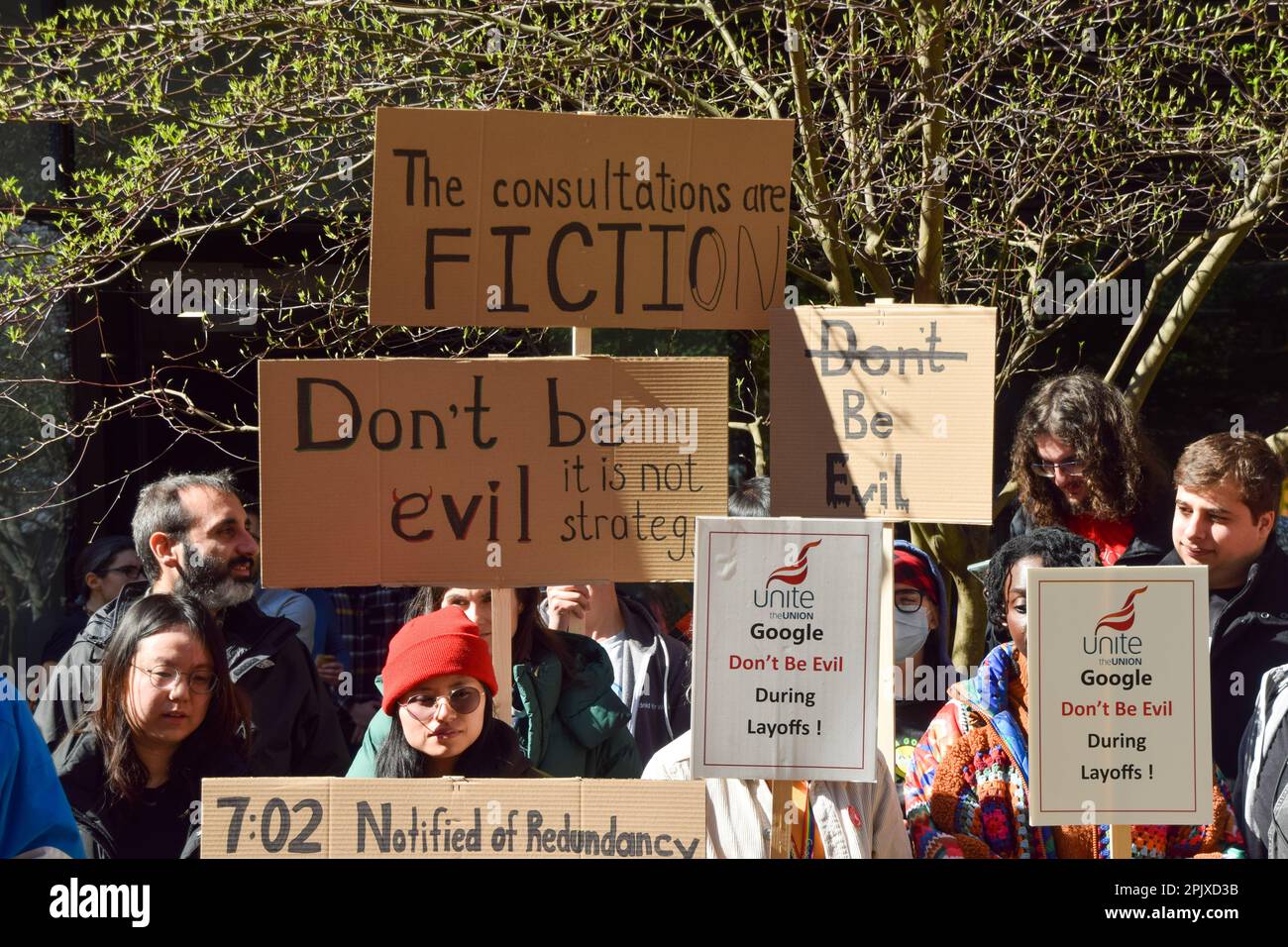 London, England, UK. 4th Apr, 2023. Google workers gathered for a ...