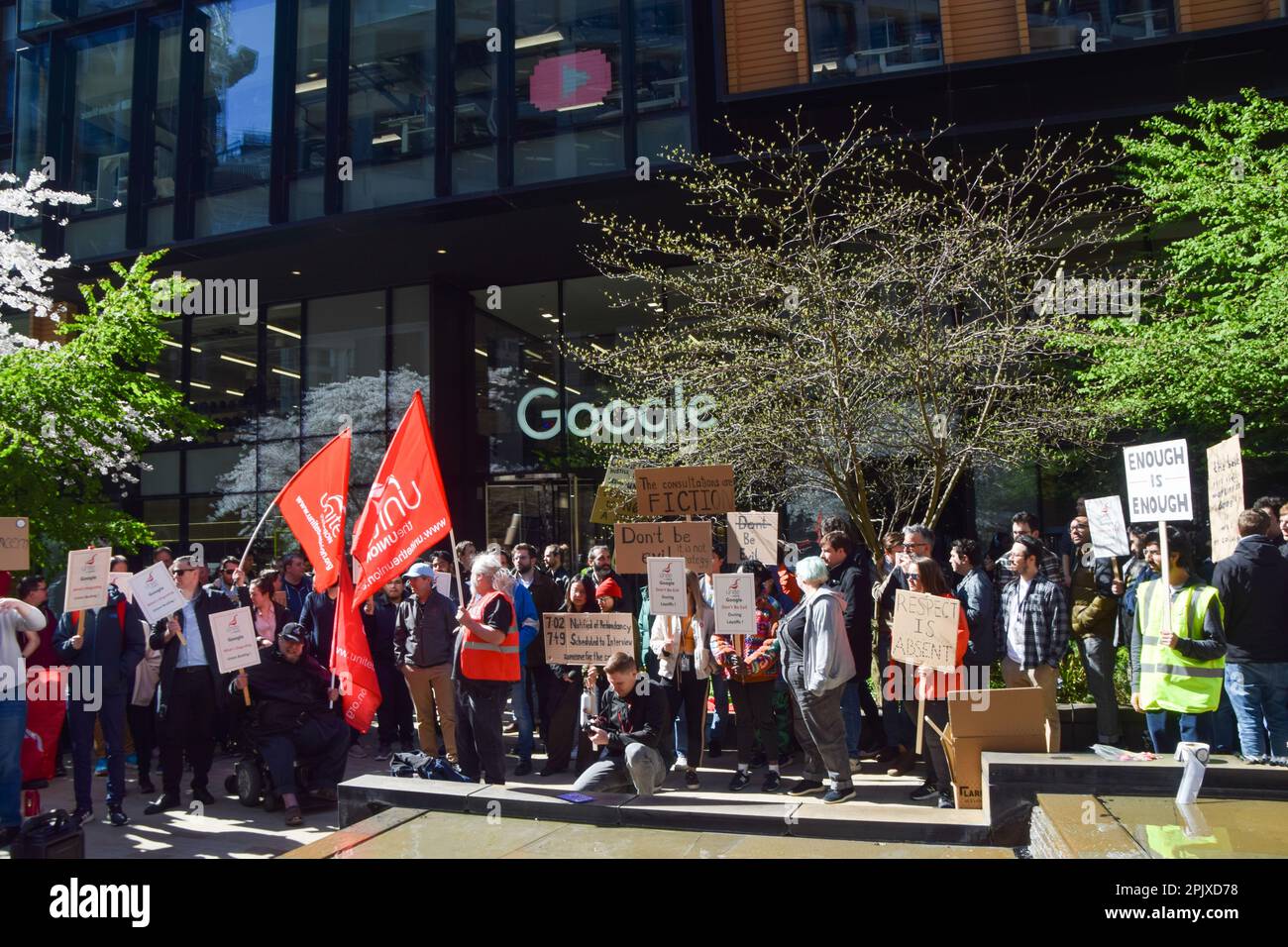 London, England, UK. 4th Apr, 2023. Google workers gathered for a ...