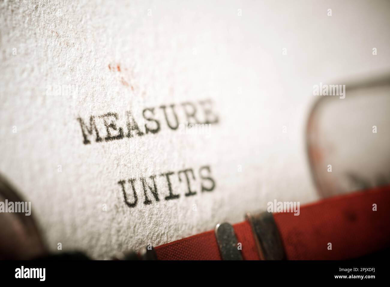Measure units text written with a typewriter Stock Photo - Alamy