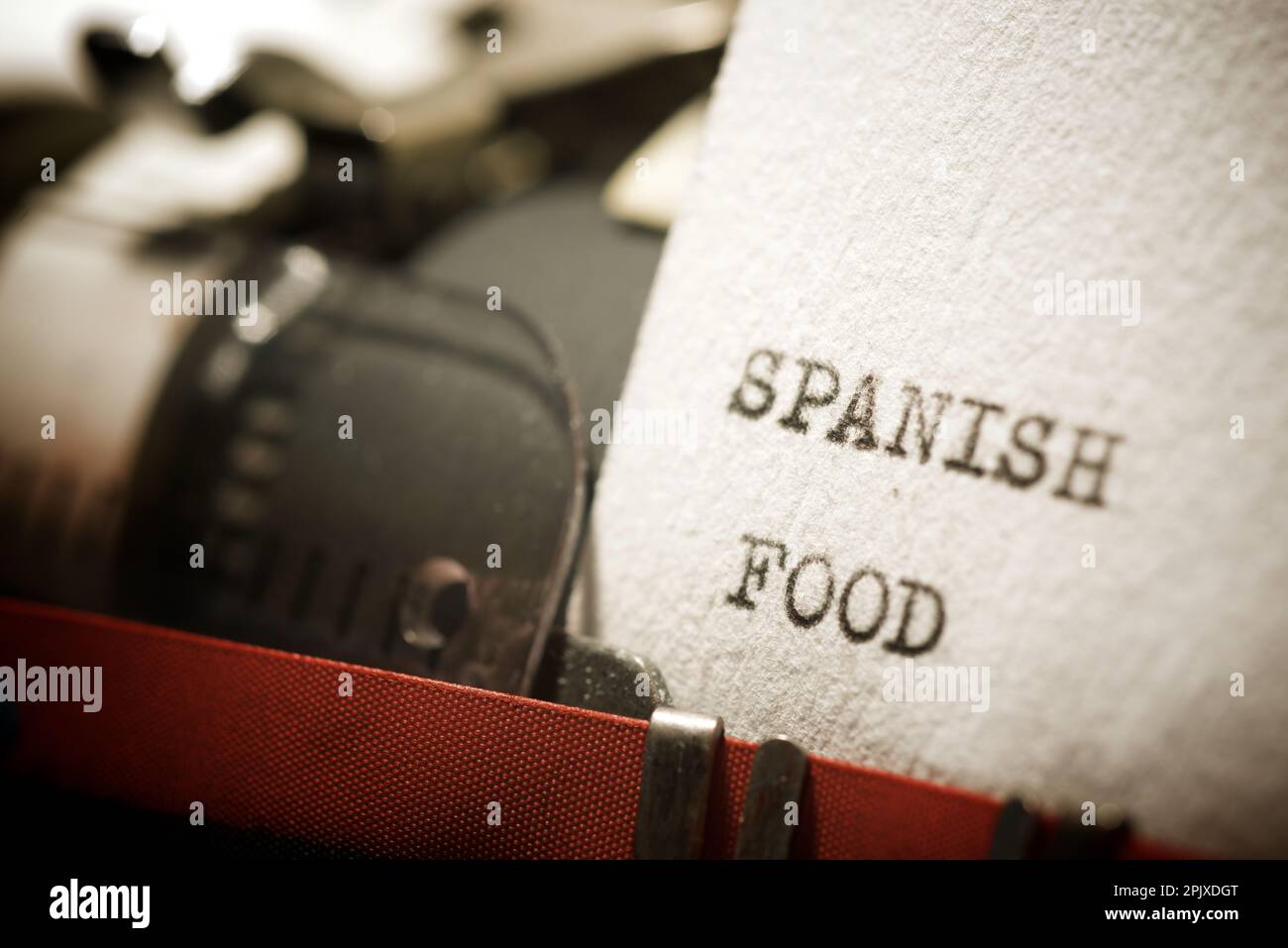 Spanish food text written with a typewriter Stock Photo - Alamy