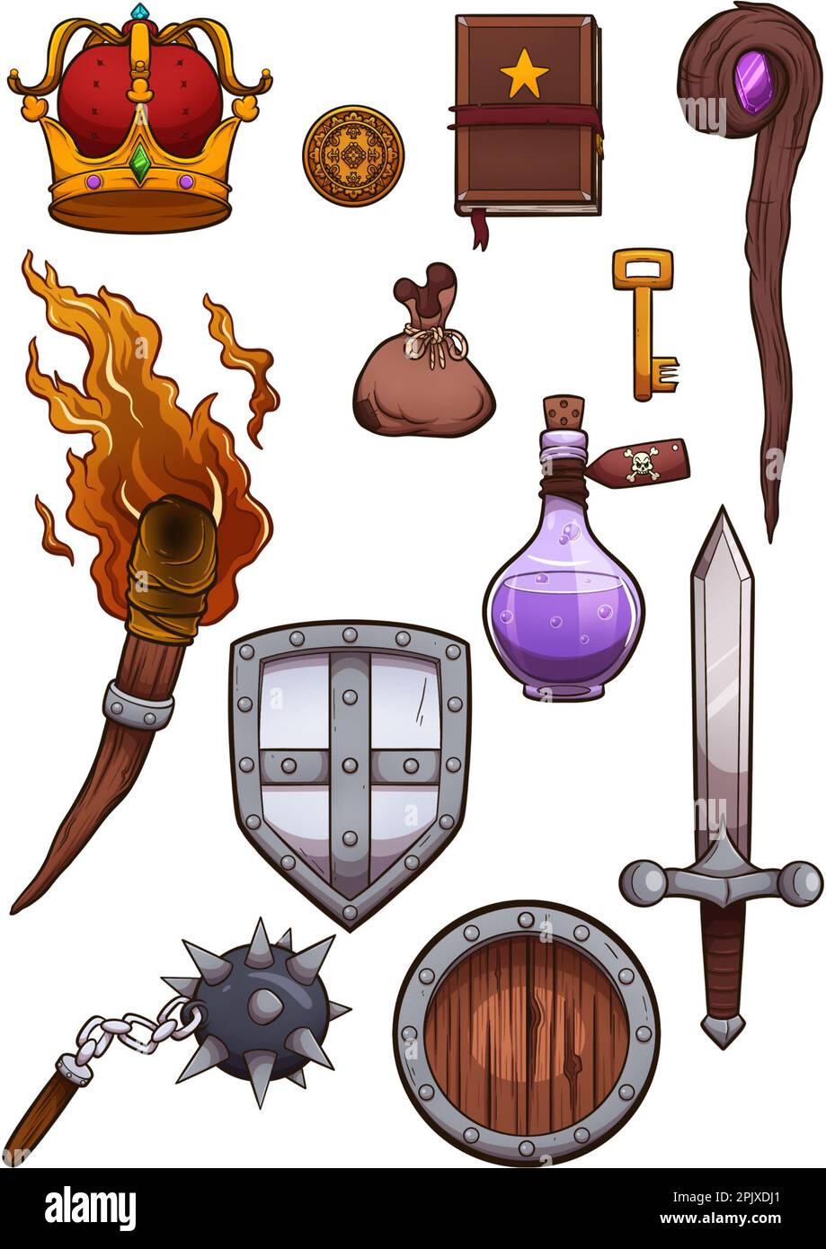 Set of fantasy elements. Clip art illustration with simple gradients ...
