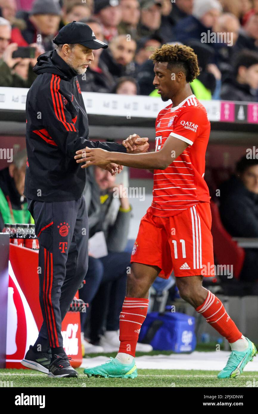 Coach Thomas Tuchel of Bayern Muenchen Kingsley Coman of Bayern ...