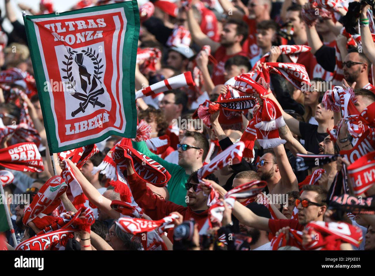 Monza, Italy, 2nd April 2023. AC Monza fans during the Serie A match at ...