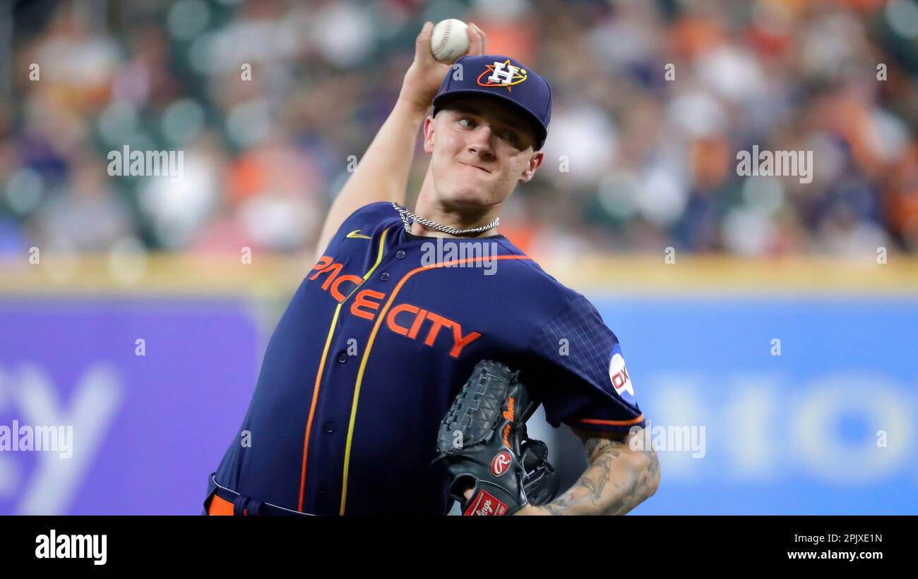 Houston Astros starting pitcher Hunter Brown throws against the Detroit ...