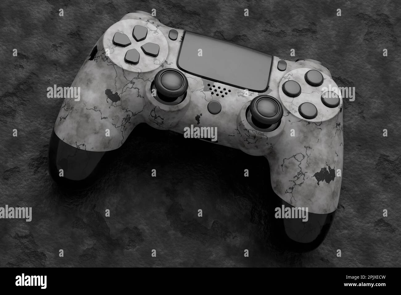 Realistic video game joystick with black marble texture on black ...