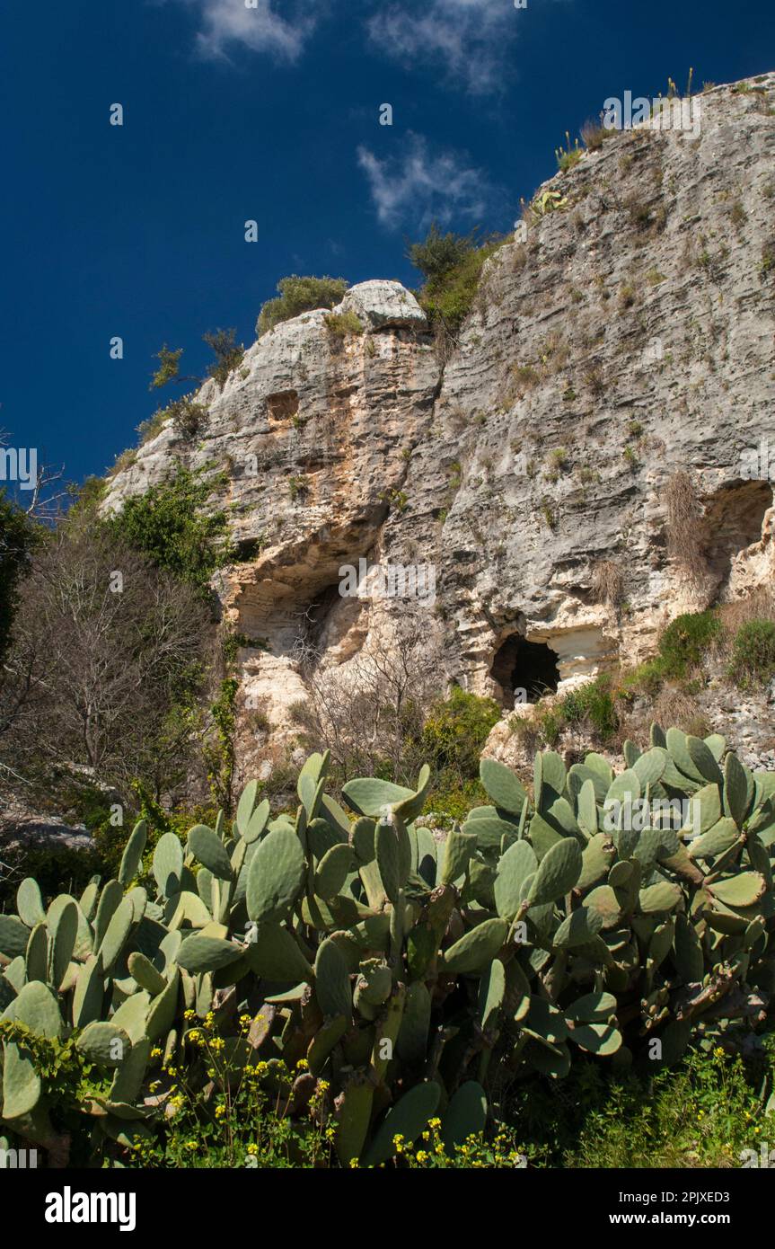 Cava d'Ispica, park near the village of Ispica, Ragusa, Sicily, Italy ...