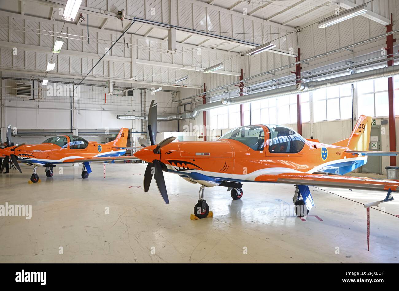 GROB G120TP aircraft at the ceremony on Monday when the Swedish Defense ...
