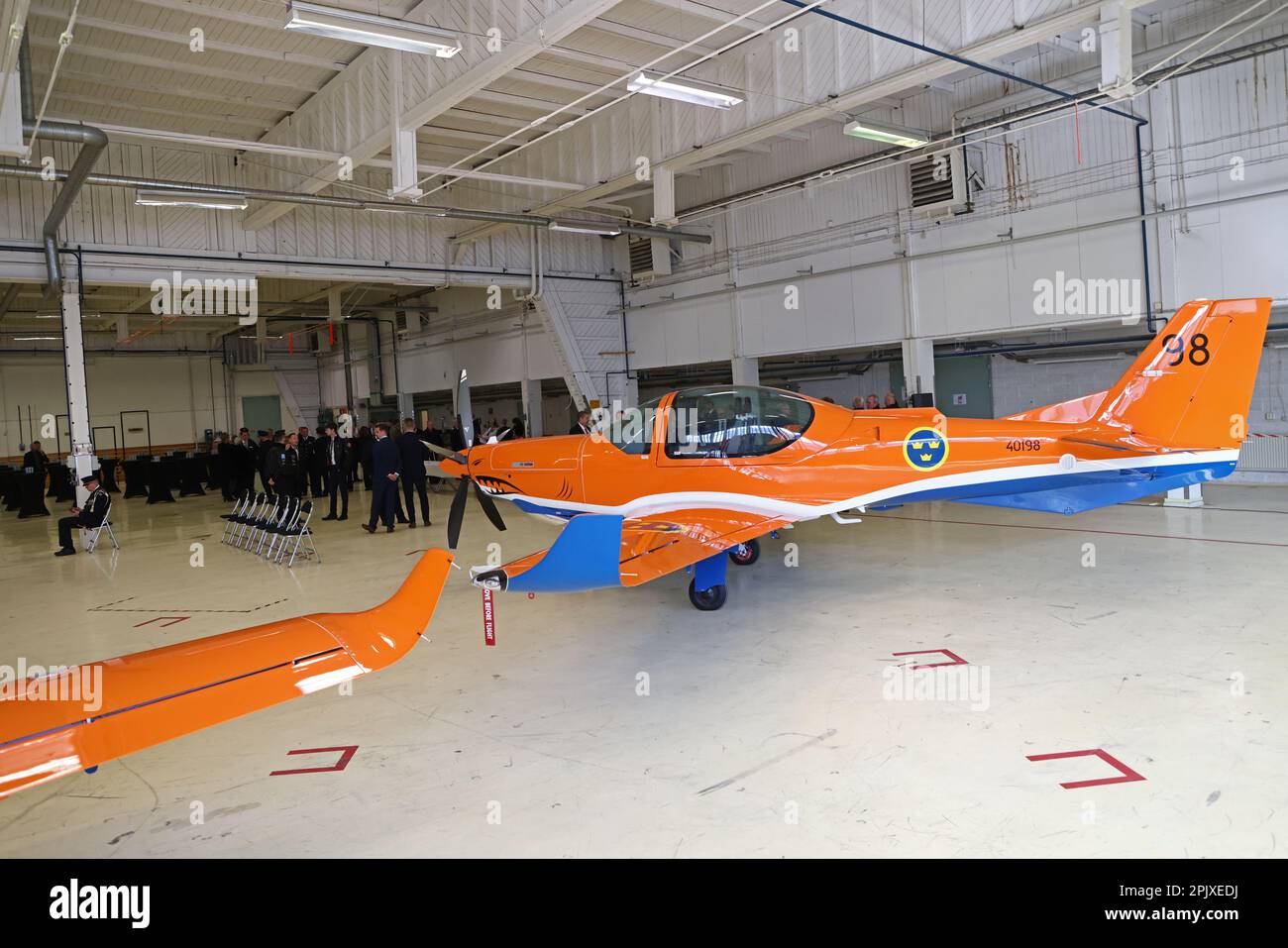 GROB G120TP aircraft at the ceremony on Monday when the Swedish Defense ...