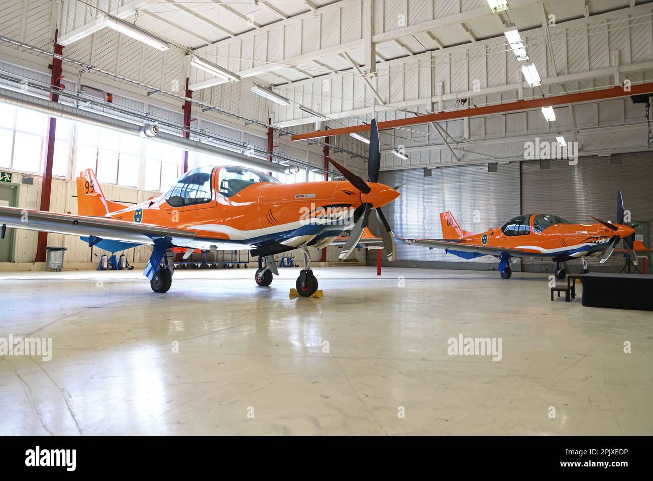 GROB G120TP aircraft at the ceremony on Monday when the Swedish Defense ...