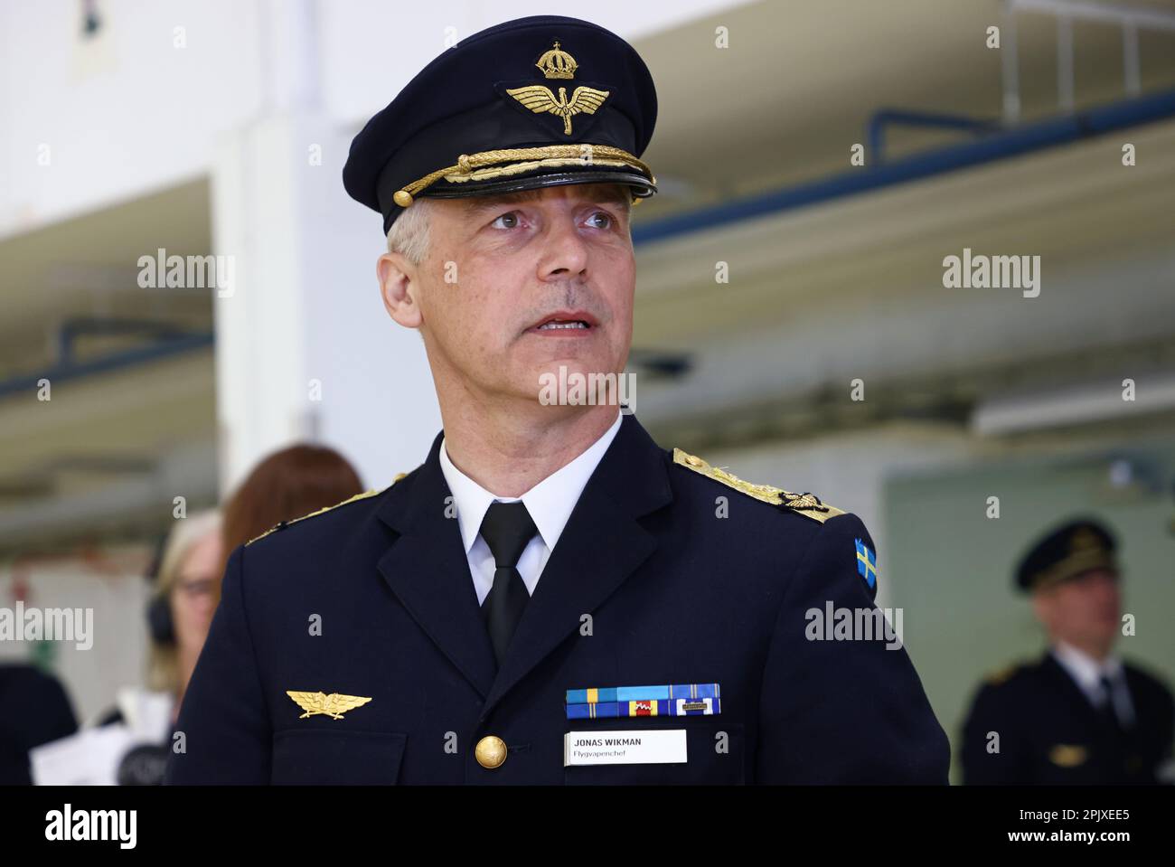Chief of Air Force Jonas Wikman at the ceremony on Monday when the ...