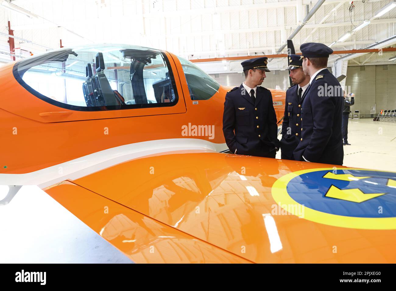 GROB G120TP aircraft before the ceremony on Monday when the Swedish ...