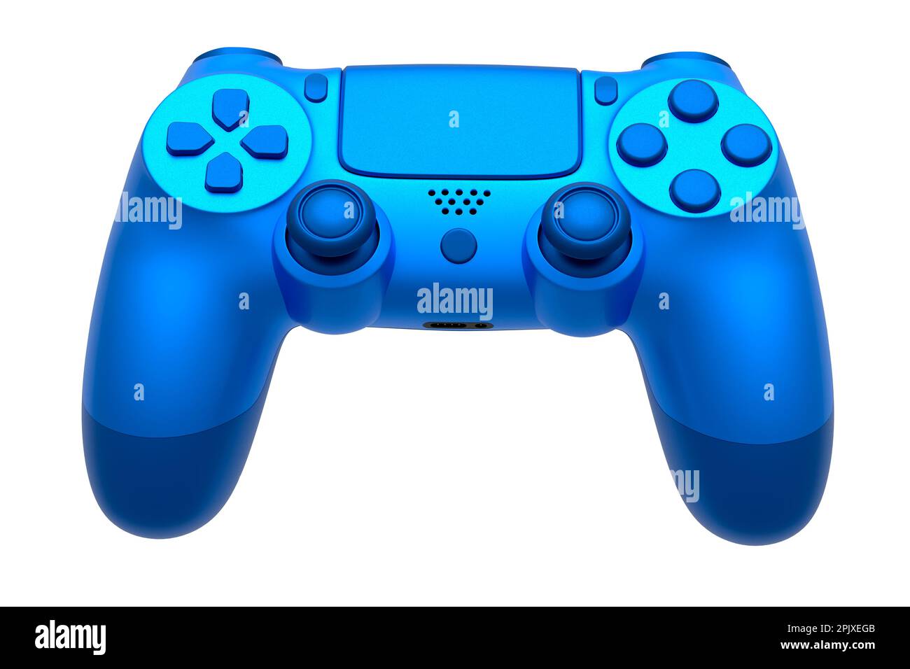 Realistic video game joystick with blue chrome texture isolated on ...