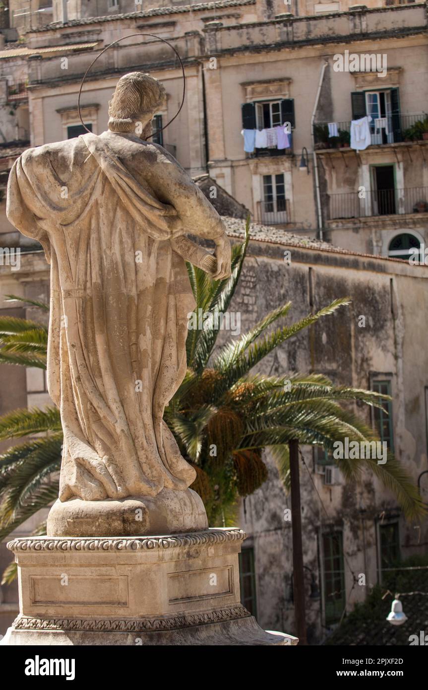 The staircase with statues of the Cathedral of San Pietro, city of ...