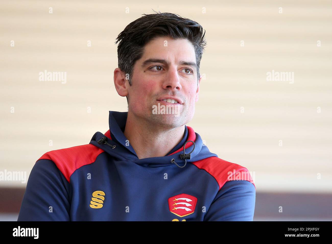 Sir Alastair Cook of Essex speaks to the media during the Essex CCC ...