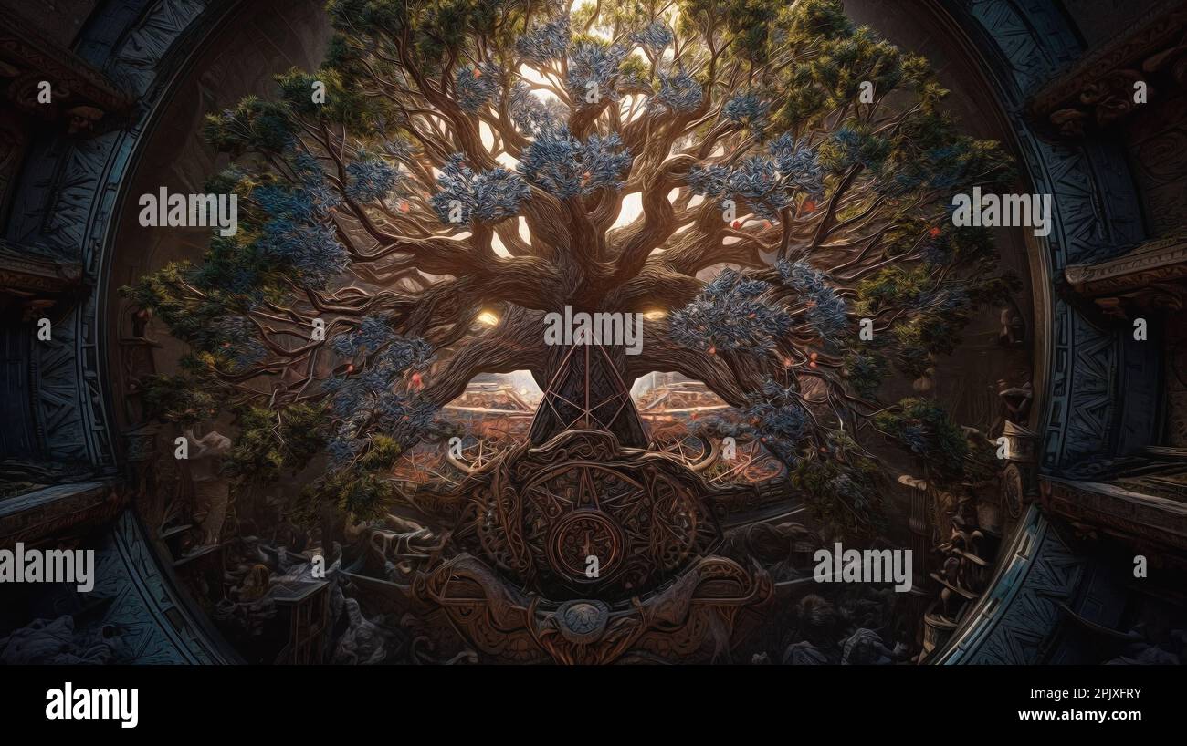 Druid tree illustration hi-res stock photography and images - Alamy