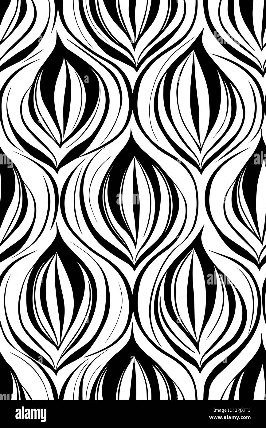 Seamless damask pattern with variating organic shapes. Pure black ...
