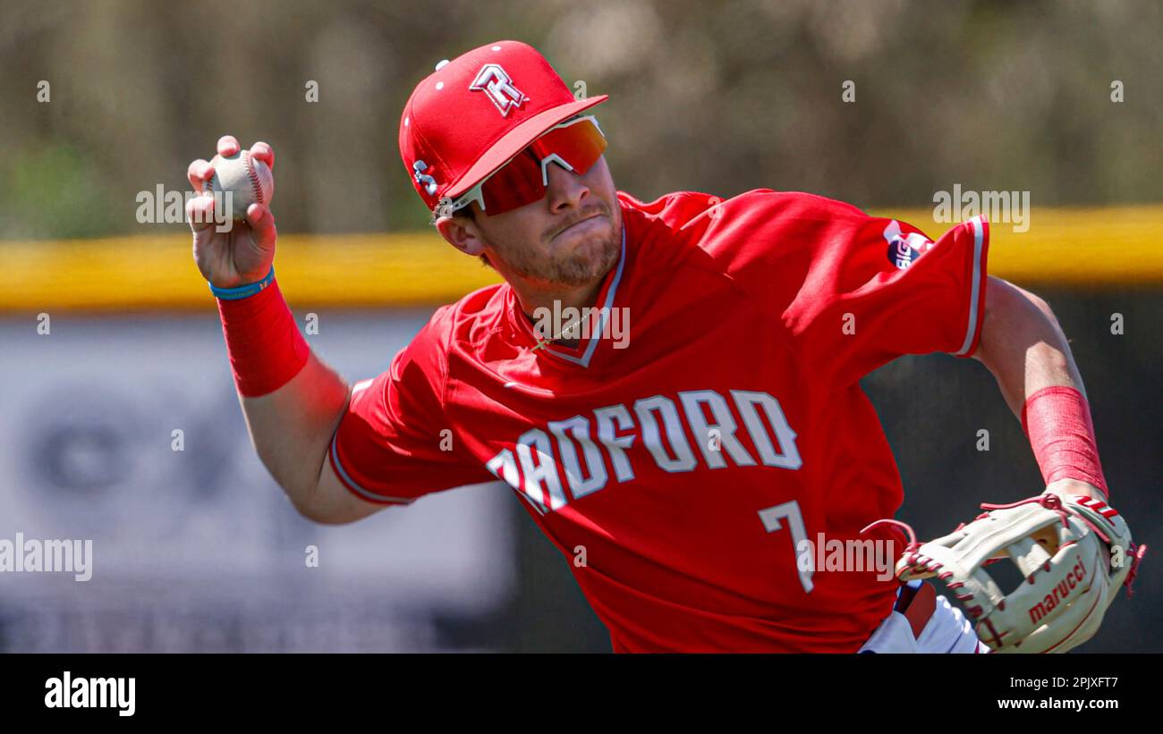 Radford infielder Zack Whitacre throws before an NCAA baseball game ...