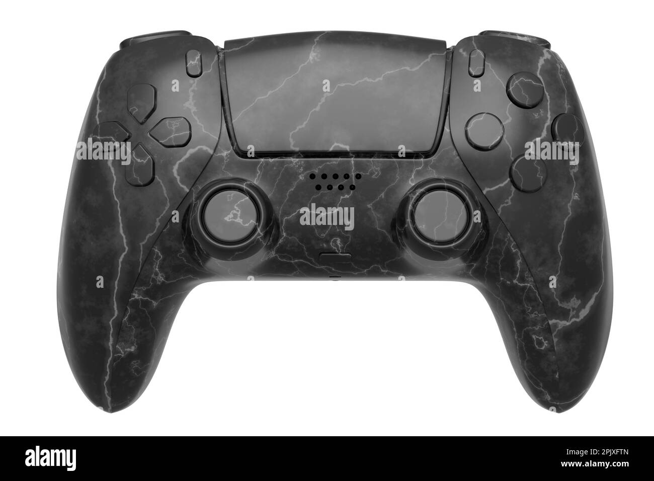 Realistic video game joystick with black marble texture on white ...
