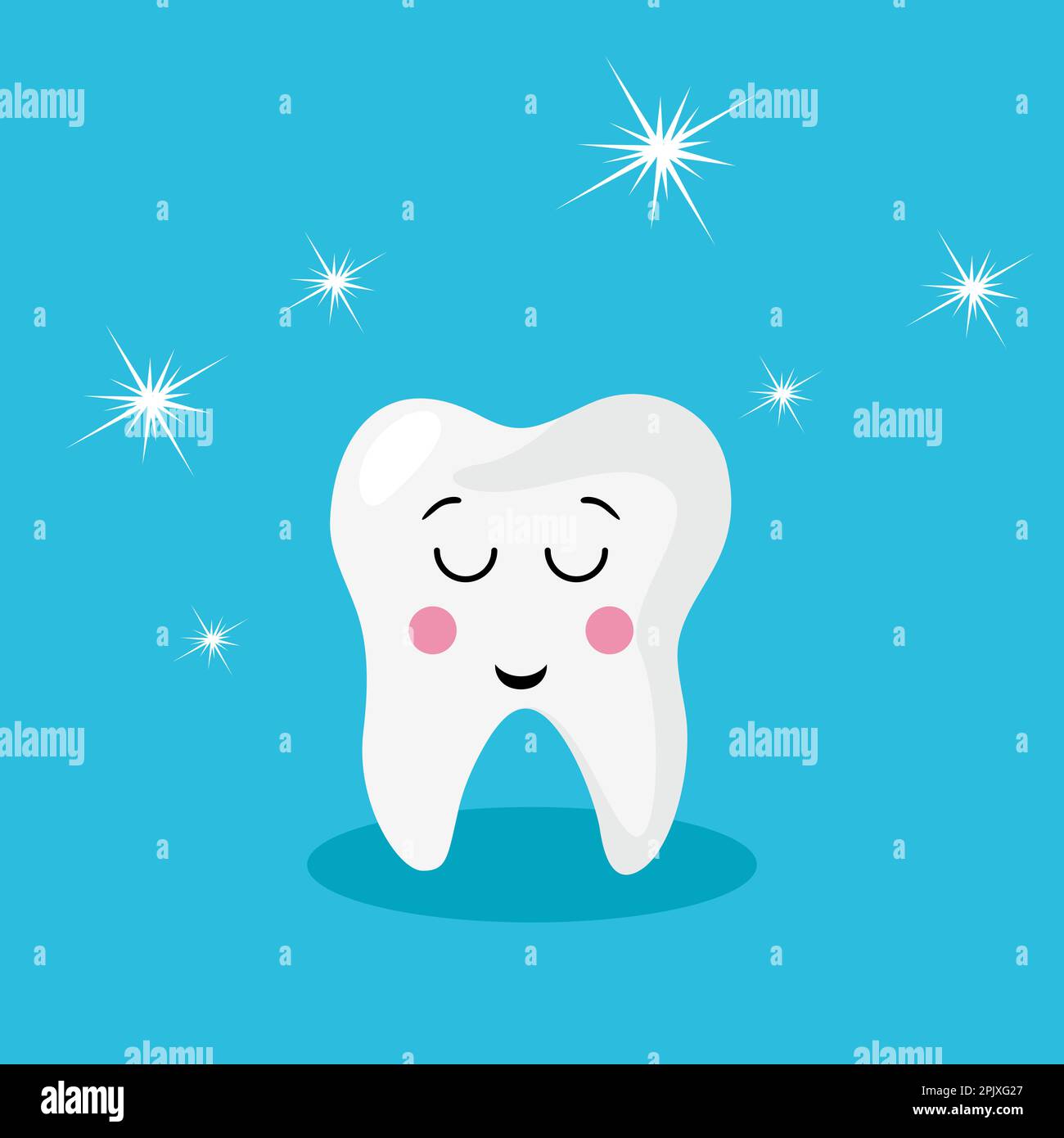 Blue illustration with shiny tooth icon Stock Photo - Alamy