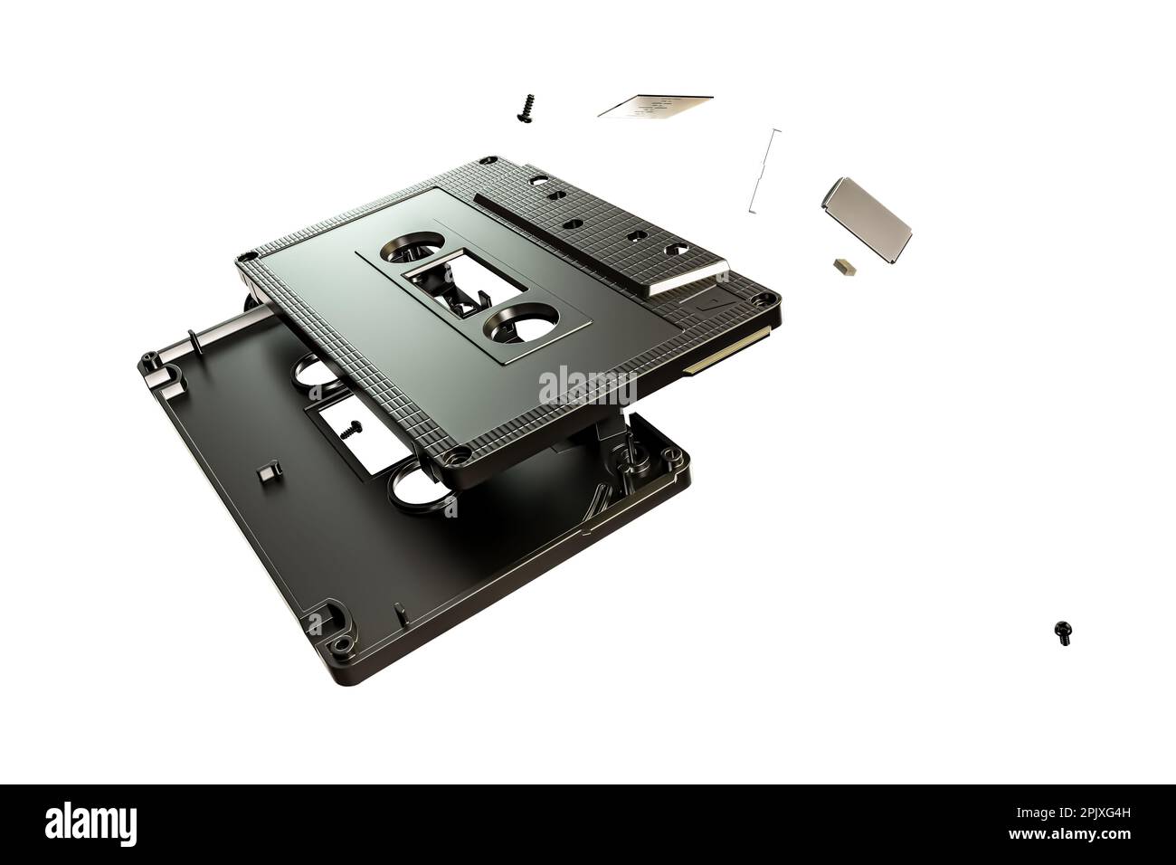 Cassette tape smashed isolated on white background 3d illustration ...