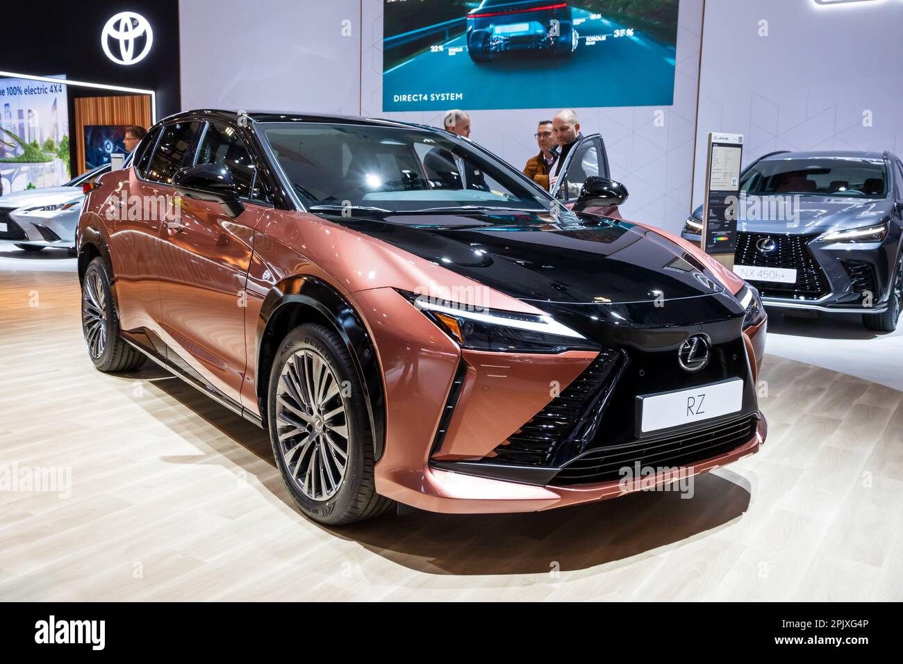 Lexus RZ all-electric SUV car showcased at the Brussels Autosalon ...