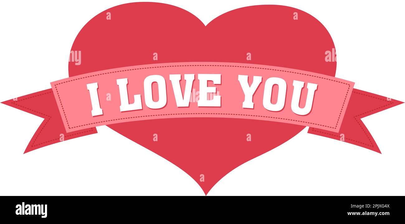I love you banner with heart Stock Photo - Alamy